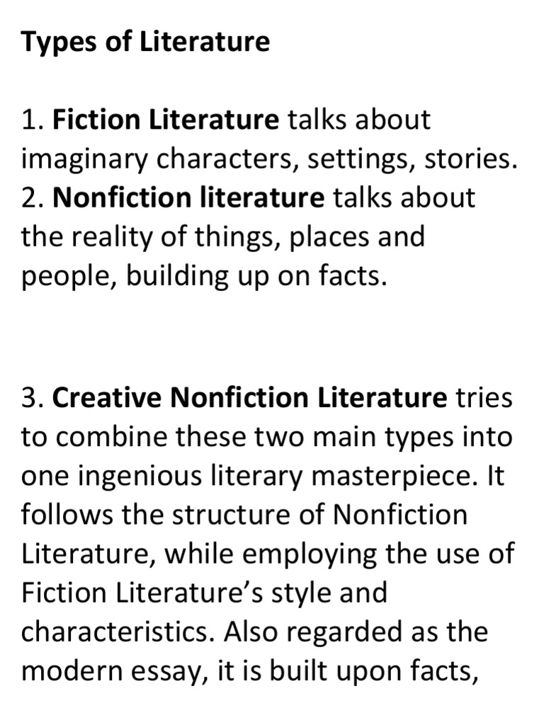 Lecture Note-Types of Literature | PDF | Narrative | Poetry