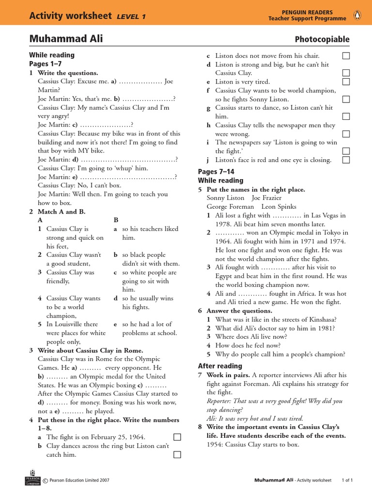 Muhammad Ali: Activity Worksheet | PDF | Muhammad Ali