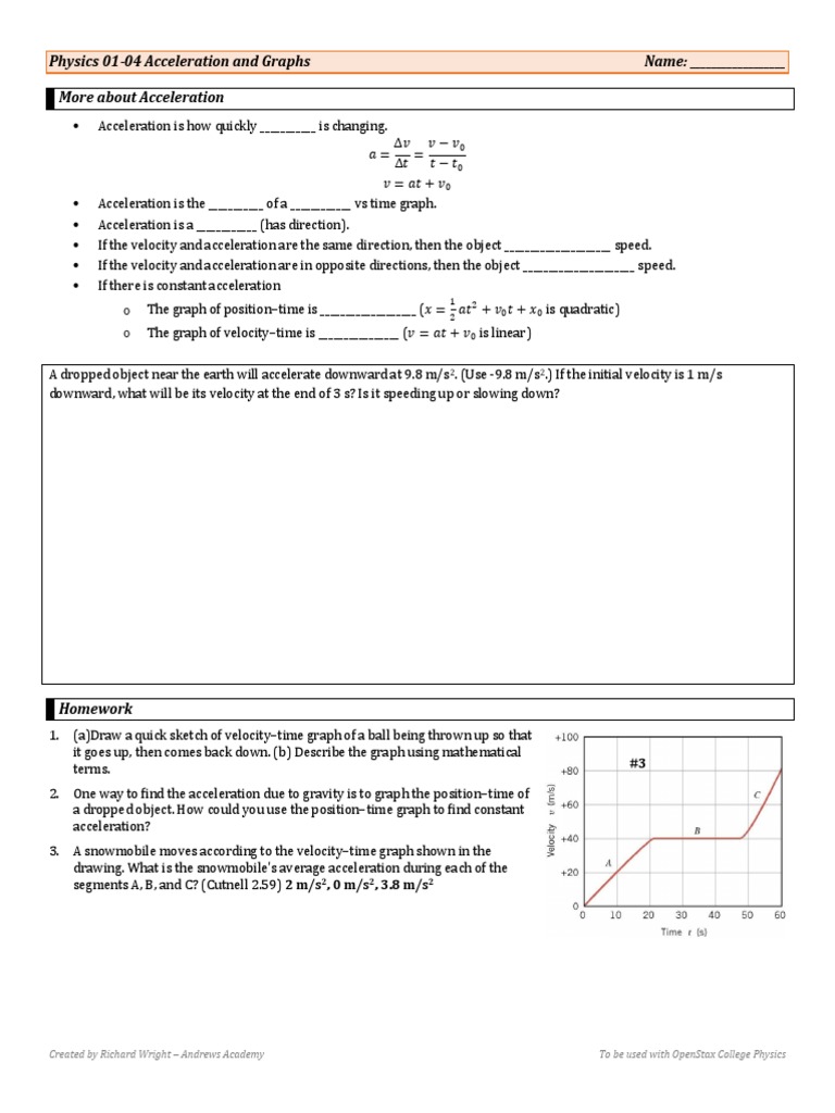 Understanding Acceleration and Graphs | PDF | Acceleration | Velocity
