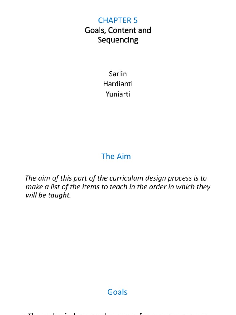 Curriculum Design: Goals and Sequencing | PDF