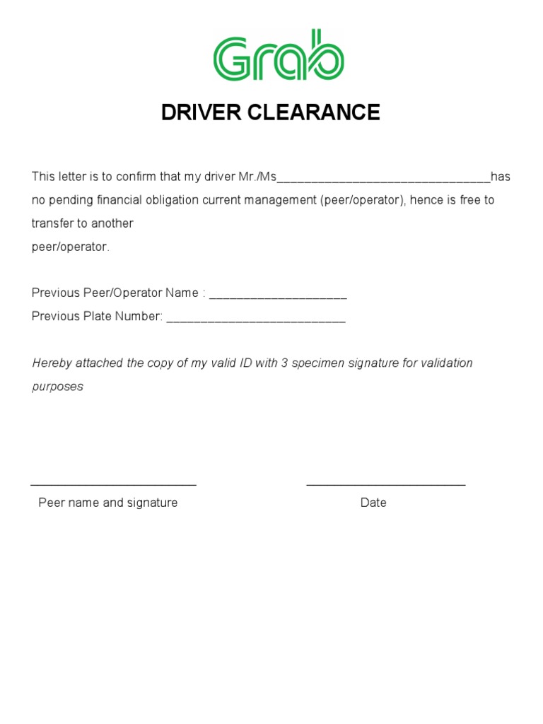 Driver Clearance For Grab | PDF | Career & Growth | Business