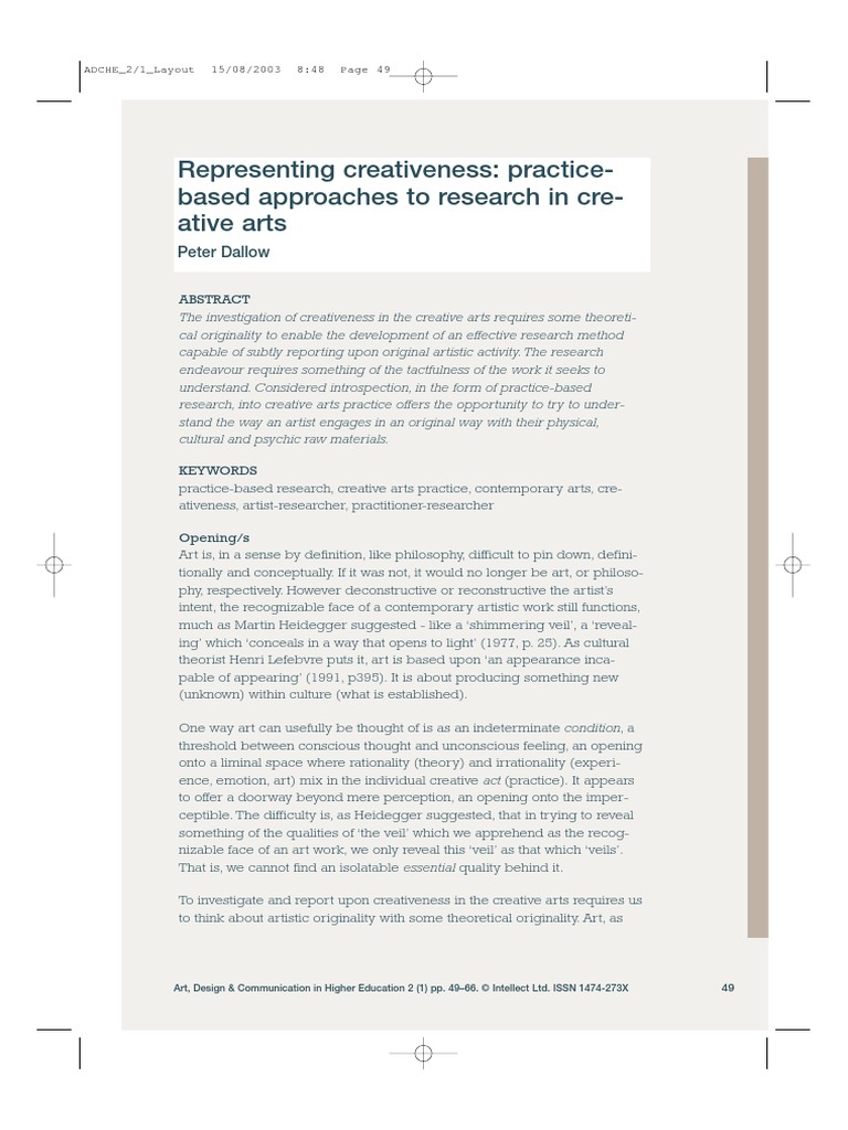 Dallow, Peter 2003 RepresentingCreativeness (From ADCHE2-1) | PDF | The ...