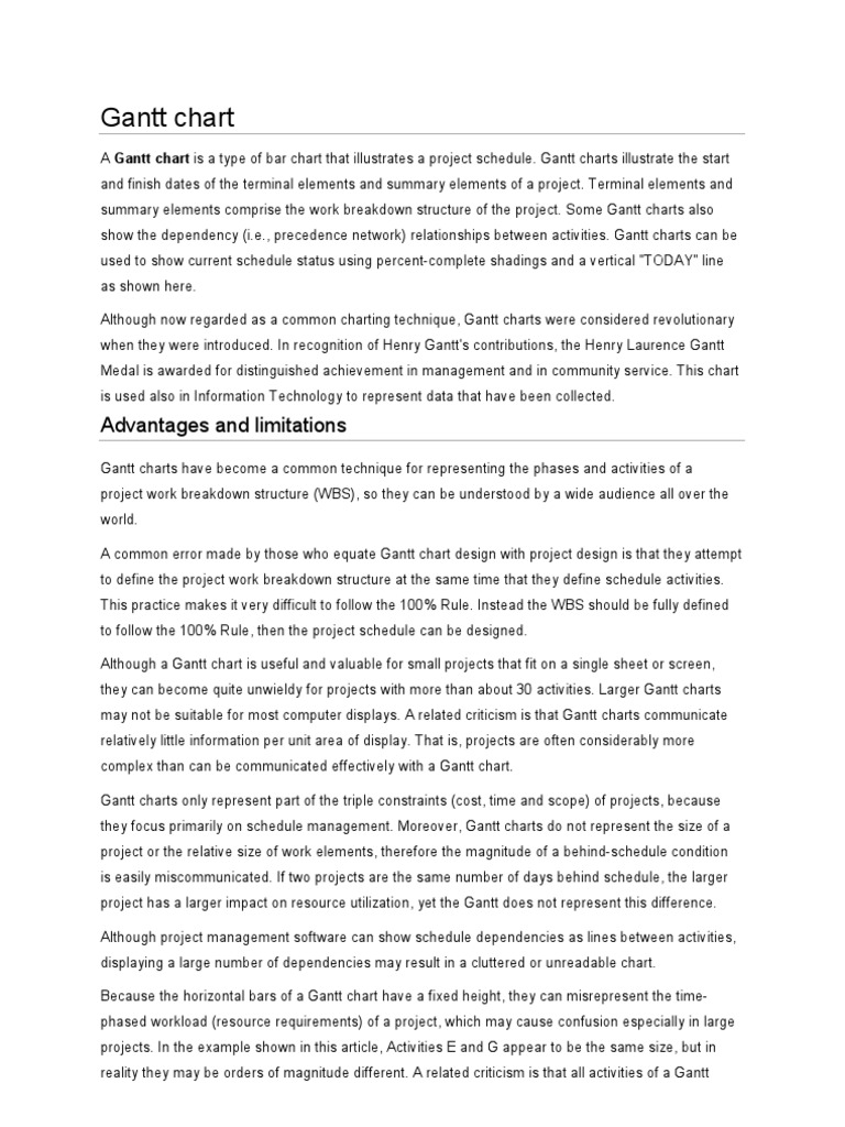 Gantt Chart: Advantages and Limitations | PDF | Computing | Computing And Information Technology
