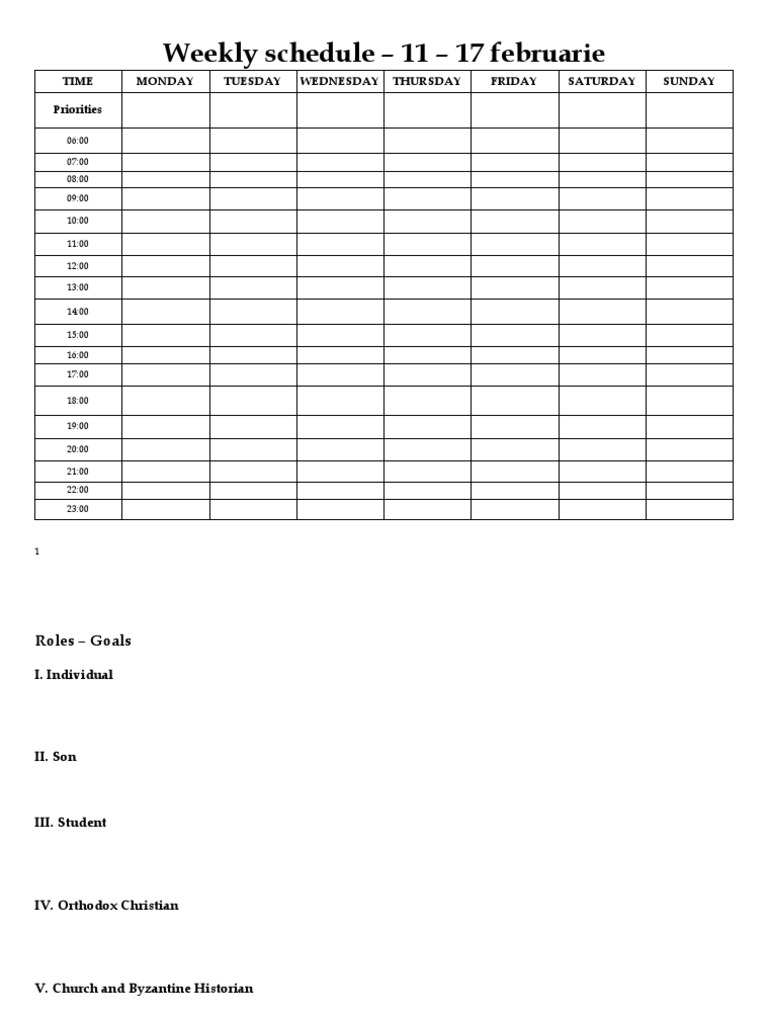 Weekly Schedule Template | PDF