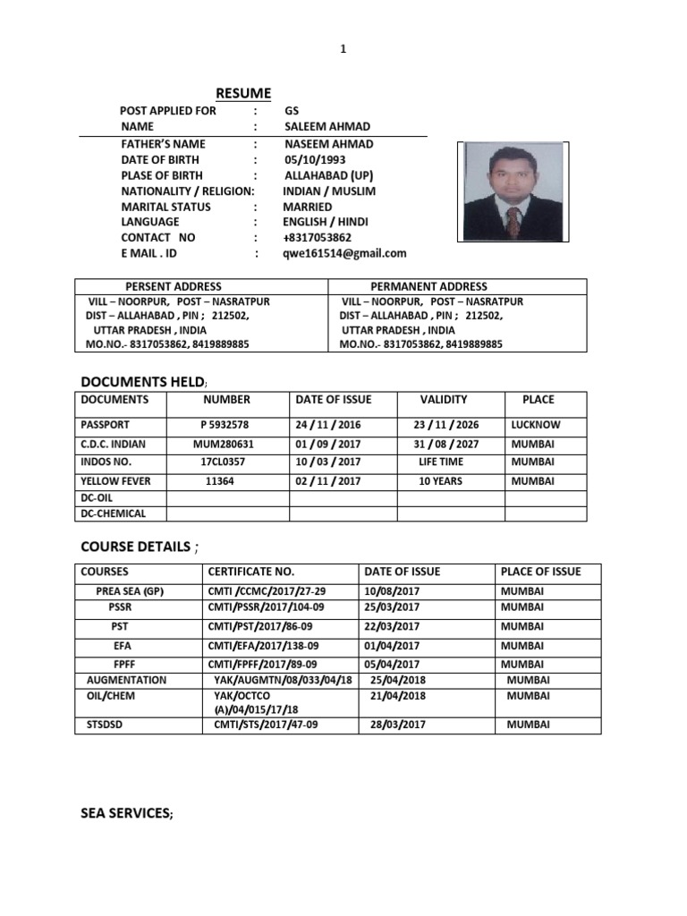 Saleem Ahmad Resume | PDF