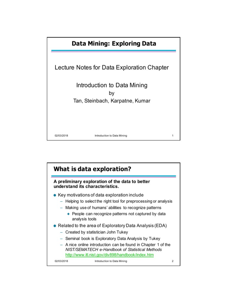 Data Mining: Exploring Data: Lecture Notes For Data Exploration Chapter ...