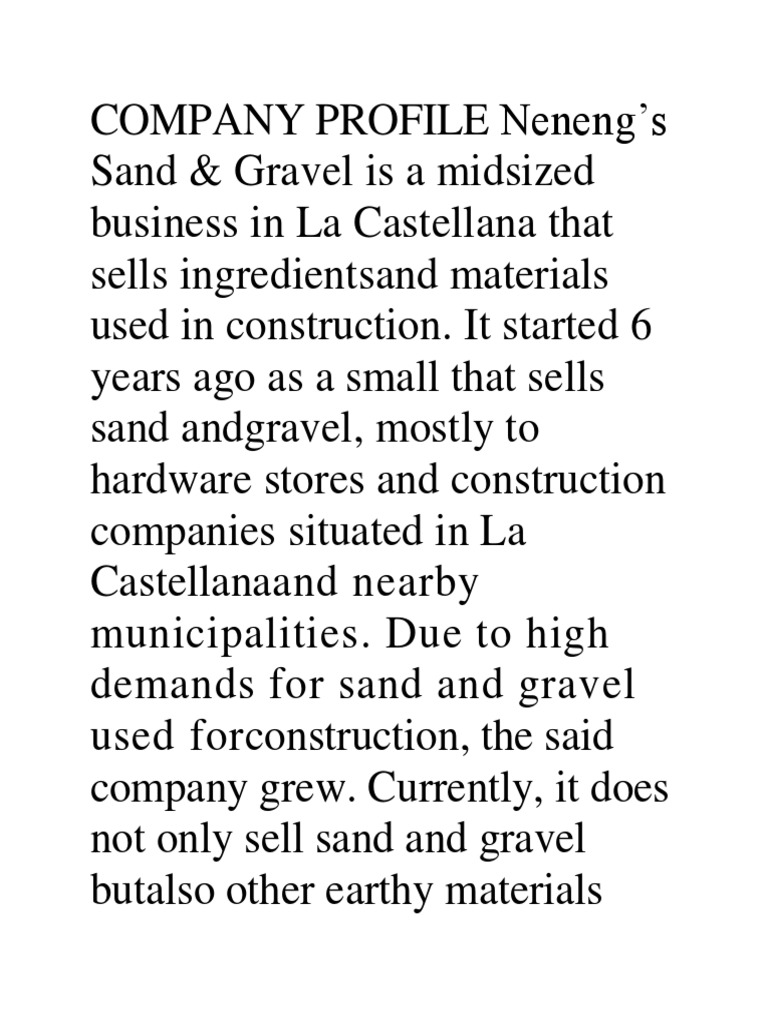 Company Profile Sample | PDF | Construction Aggregate | Supply Chain