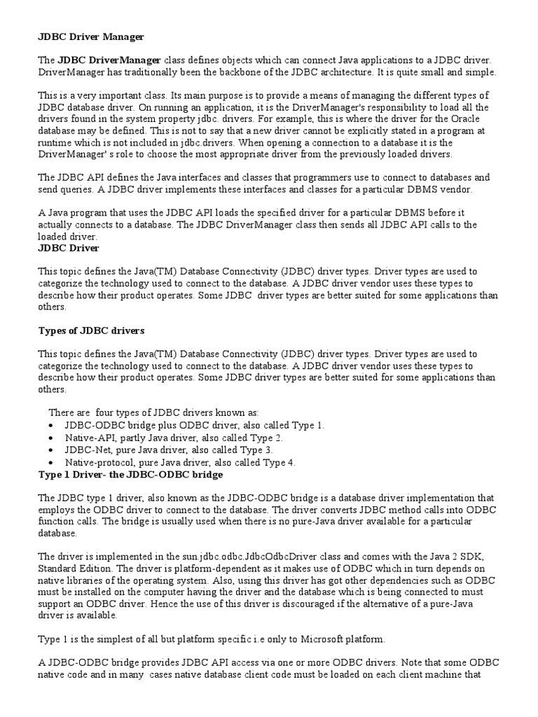 JDBC Driver Manager | PDF | Databases | Java (Programming Language)