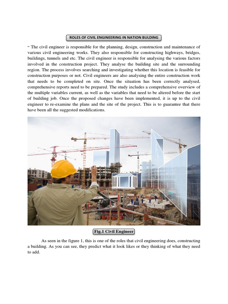 Roles of Civil Engineering in Nation Bulding | PDF | Civil Engineering ...