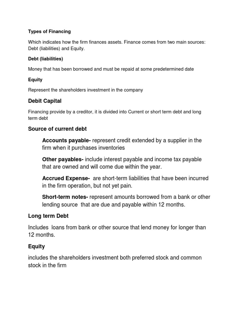 Types of Financing | PDF