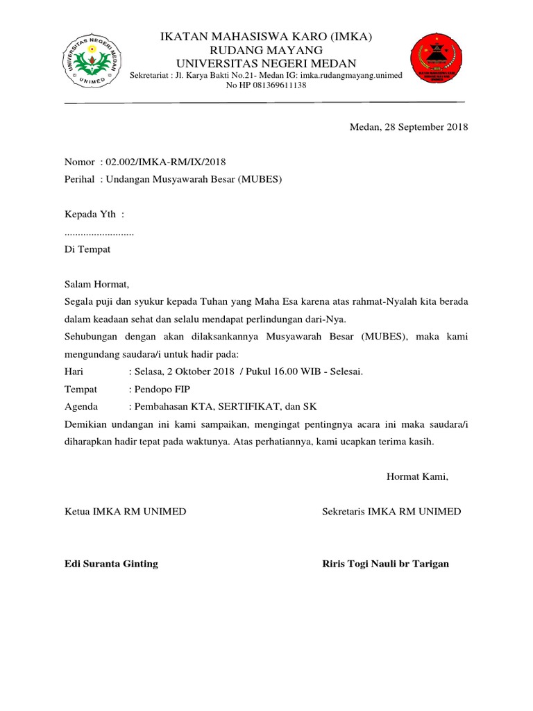 Surat Undangan Mubes 1 | PDF