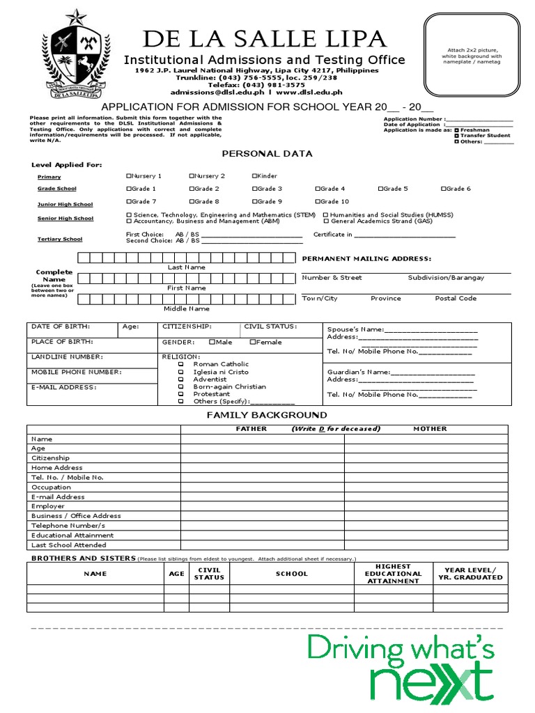 Application Form For SY2018 2019 1 PDF | PDF | University And College ...