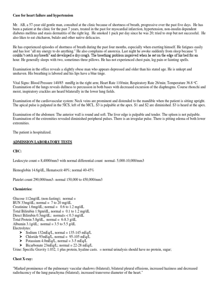 Heart Failure Case | PDF | Physical Examination | Myocardial Infarction