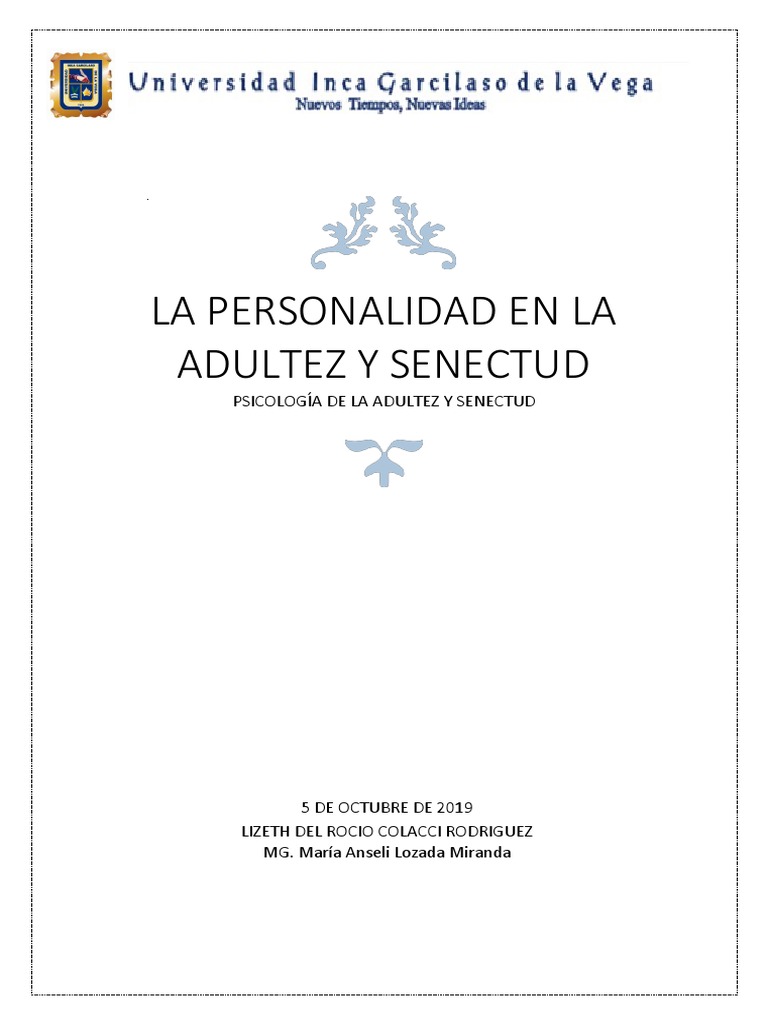 La Personalidad en La Adultez y Senectud | PDF | Vejez | Adultos