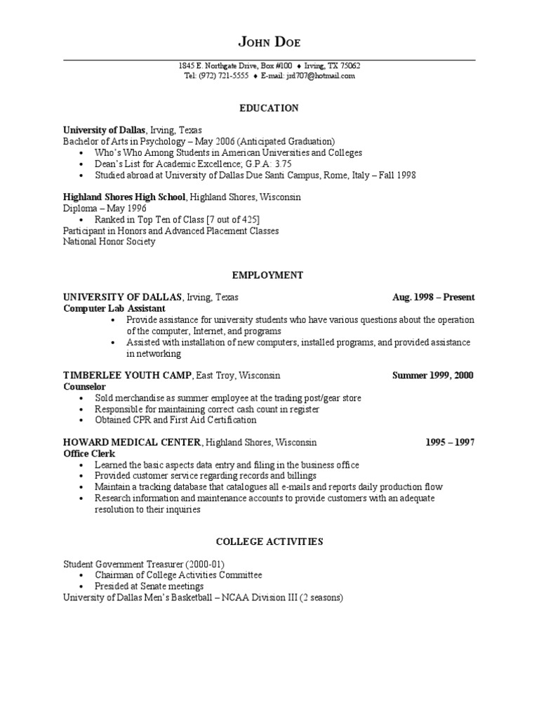 John Doe | PDF | University | Wisconsin