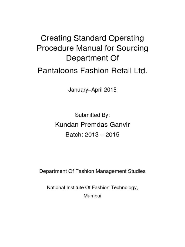 Creating A Standard Operating Manual For Sourcing Department of ...