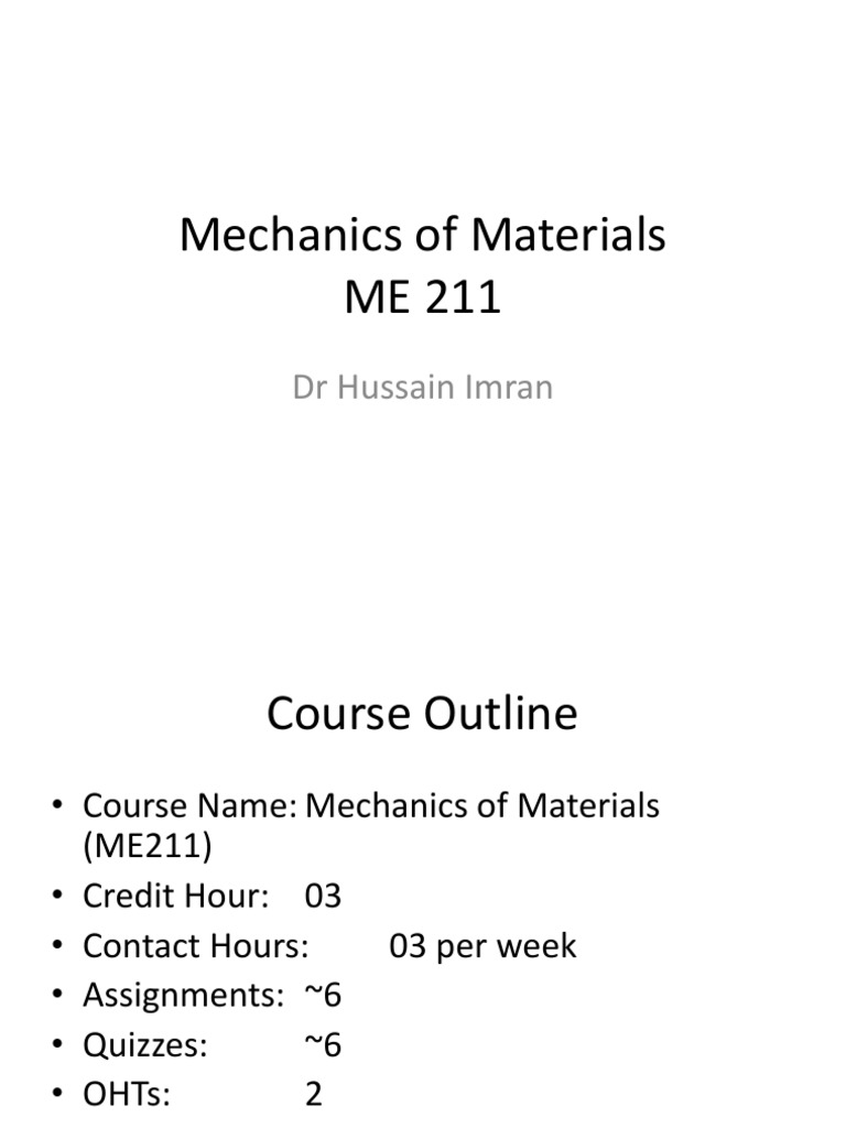 ME 211 Mechanics of Materials Overview | PDF | Technology & Engineering
