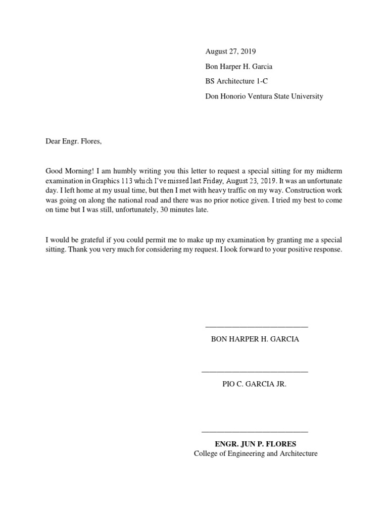 Excuse Letter Dean | PDF