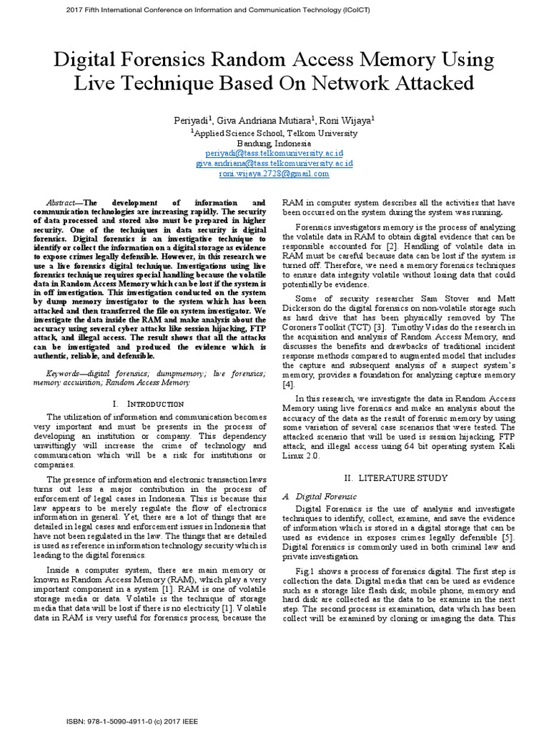 Digital Forensics Random Access Memory Using Live Technique Based On ...