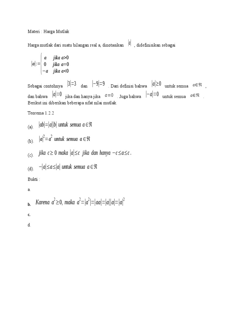 Materi Harga Mutlak Analisis Real | PDF