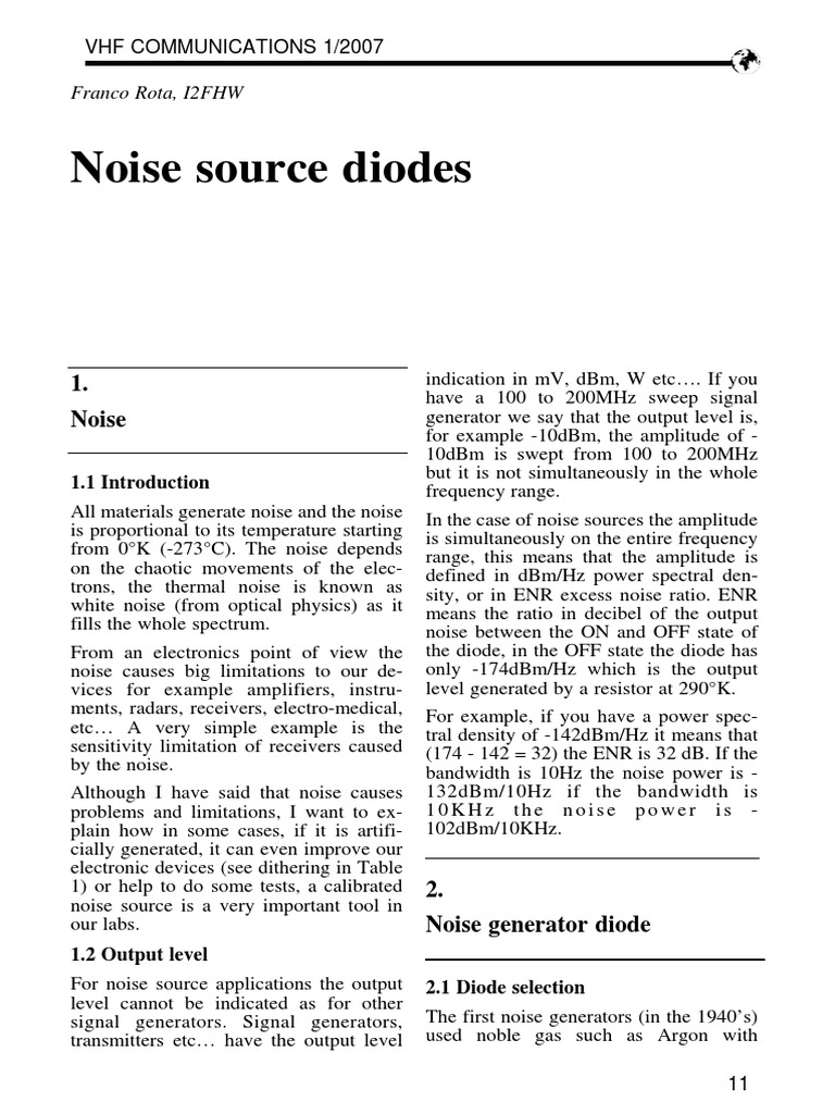 Noise Source Diode | PDF | Amplifier | Spectral Density