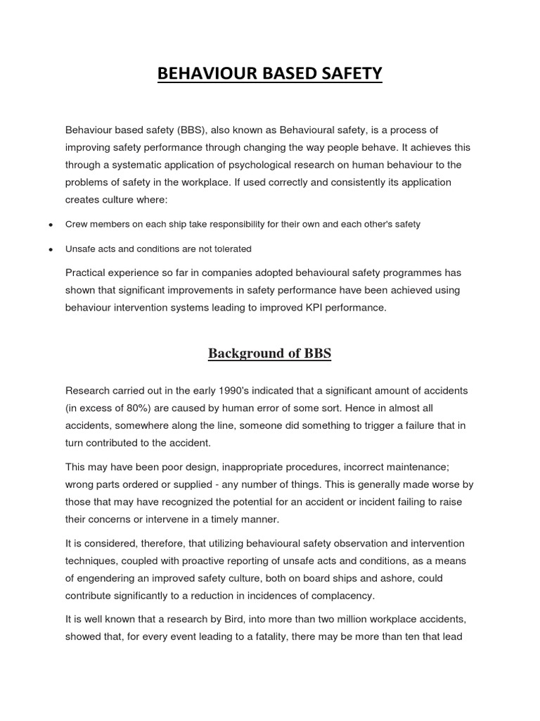 Behaviour-Based Safety Guide | PDF | Safety | Reinforcement