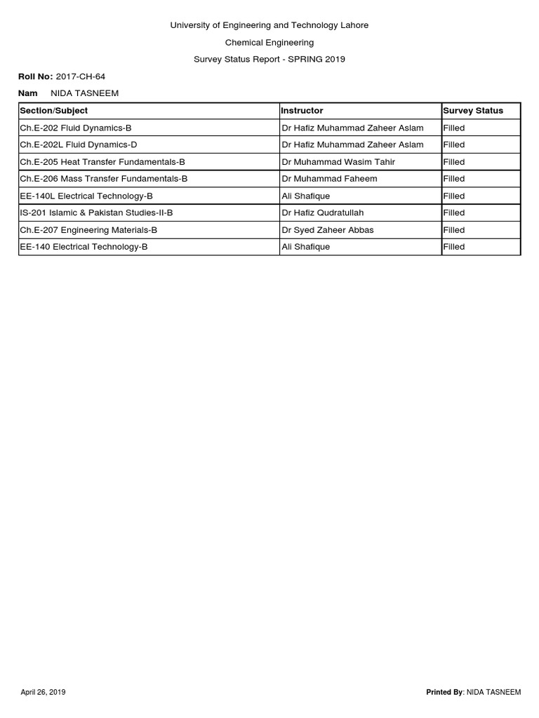 Student Survey Status | PDF