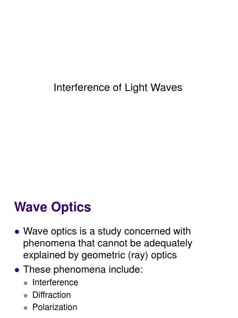 Interference of Light Waves | PDF | Wavelength | Interferometry
