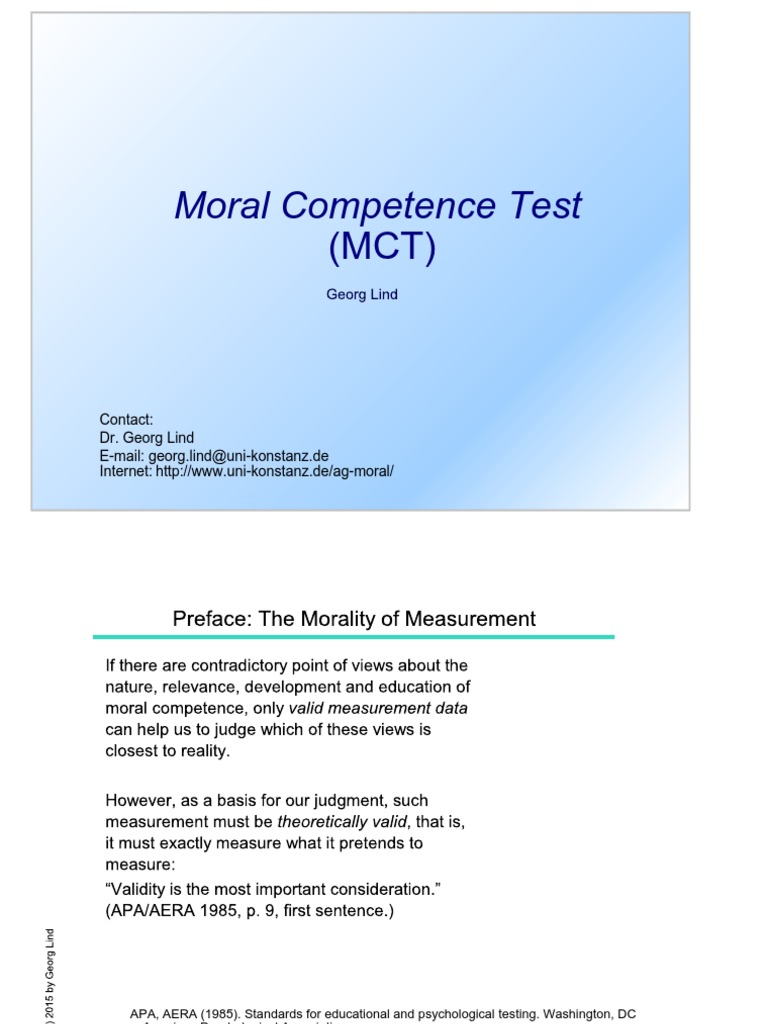 Moral Competence Test | Download Free PDF | Morality | Metaphysics