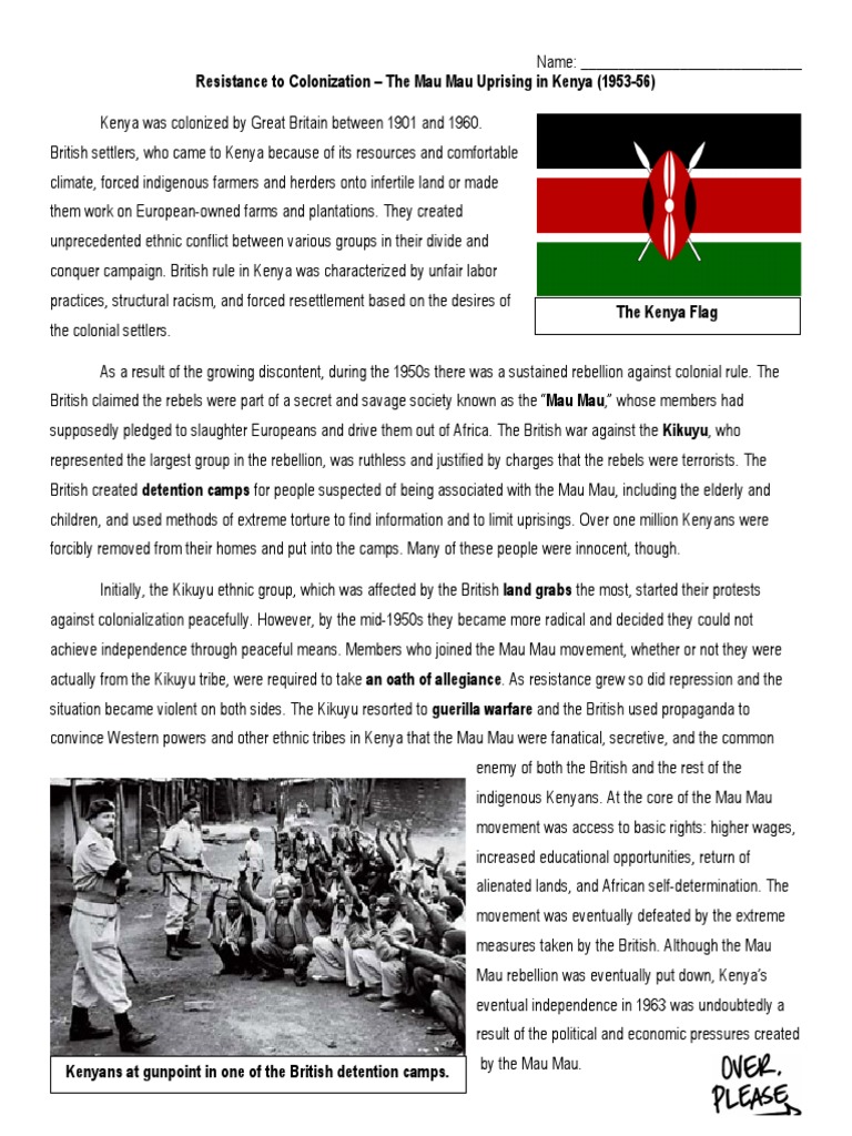 Mau Mau Rebellion Reading HW | PDF | Kenya | Violence