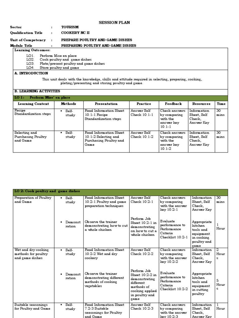 Session Plan | PDF | Recipe | Cooking