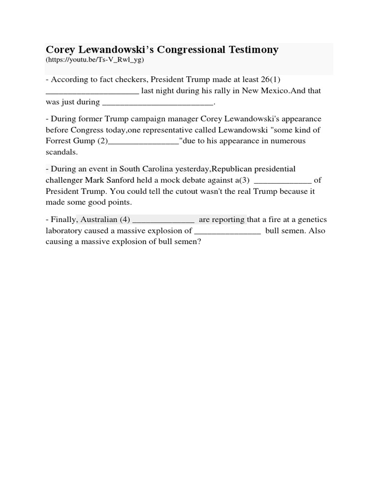 Corey Lewandowski's Congressional Testimony: Republican Presidential ...