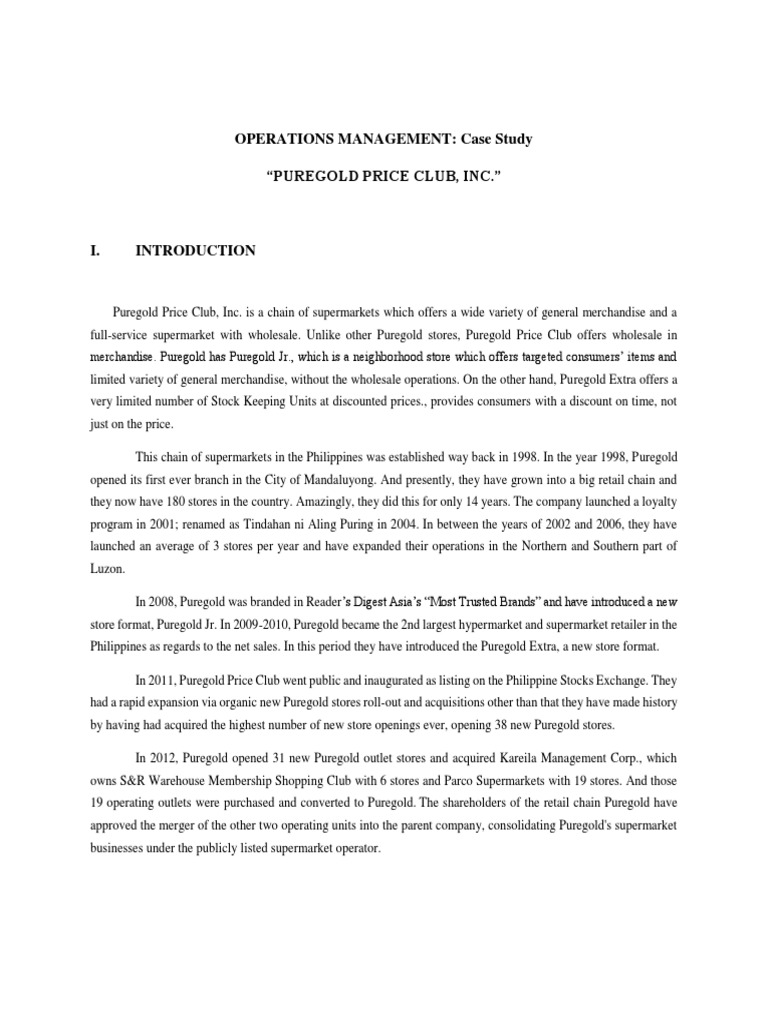 Operation Management Case Study | PDF | Supermarket | Retail