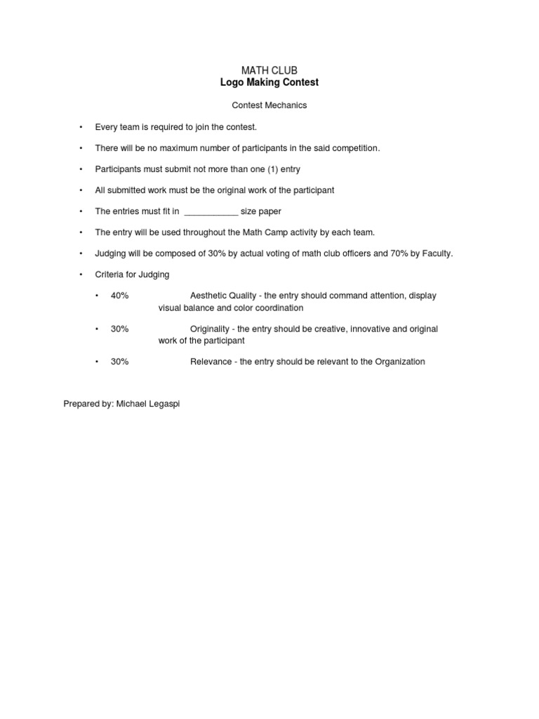Logo Making Contest: Math Club | PDF