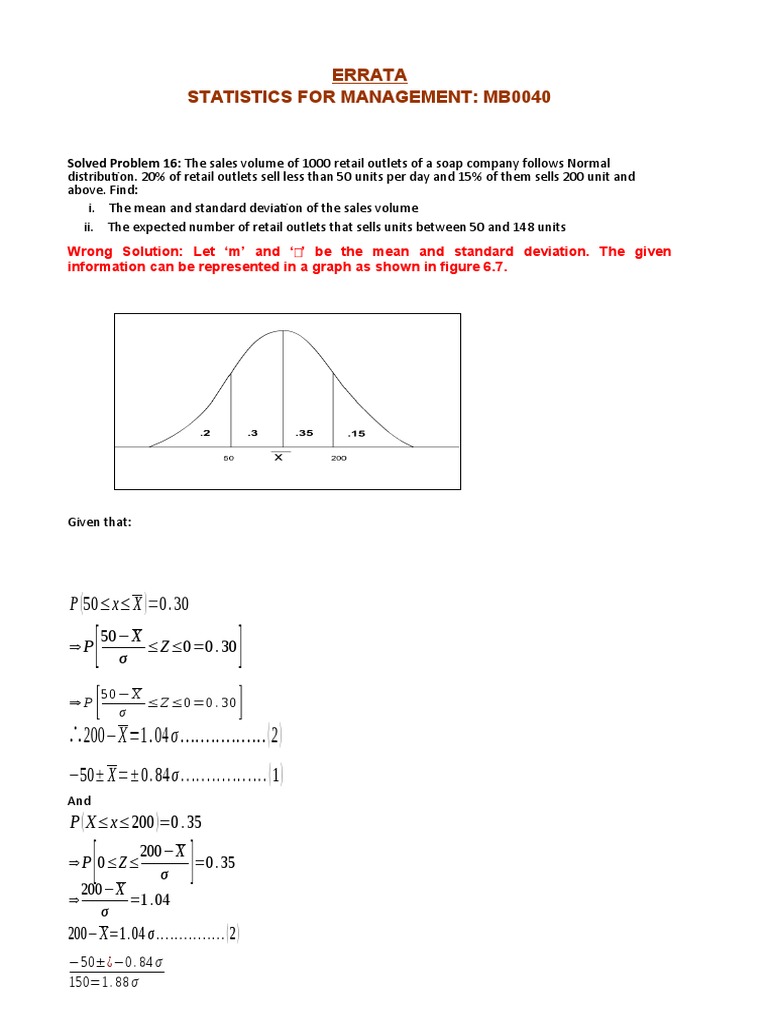 Errata For Unit 6 Final | PDF | Standard Deviation | Mean
