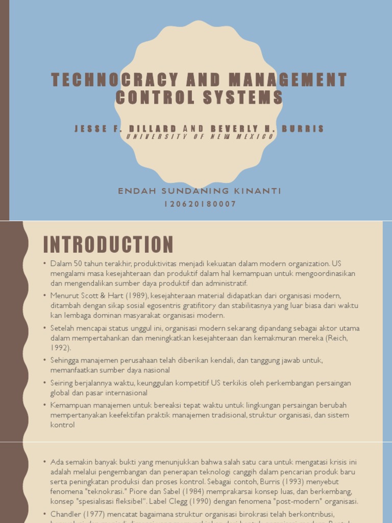 Technocracy Dan Management Control System PDF