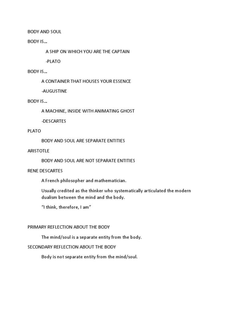 Body and Soul | PDF | Ancient Greek Philosophy | Soul