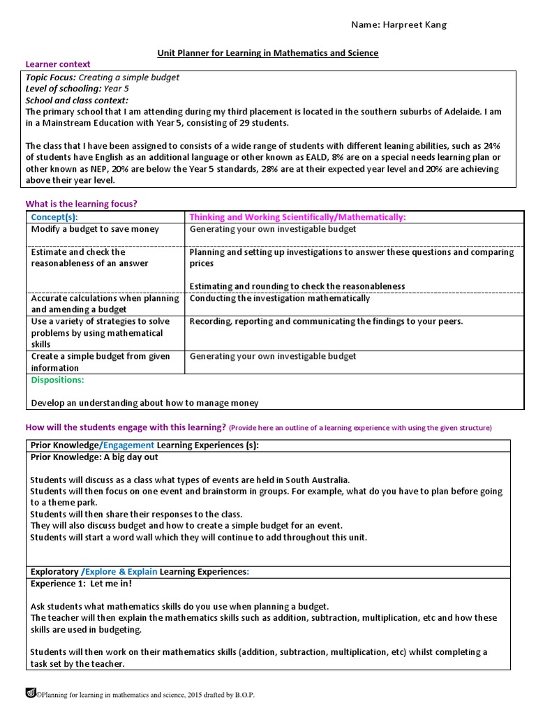 Unit Planner Math | Download Free PDF | Educational Technology | Learning