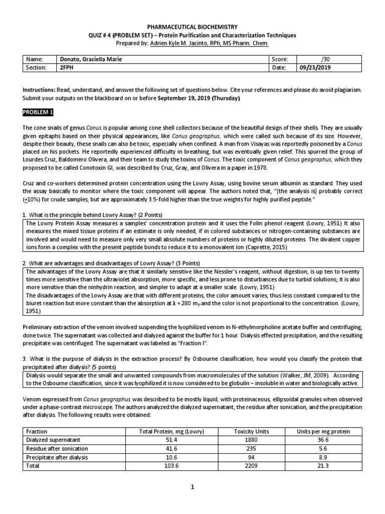 Biochem Problem Set q4 | PDF | Cysteine | Amino Acid