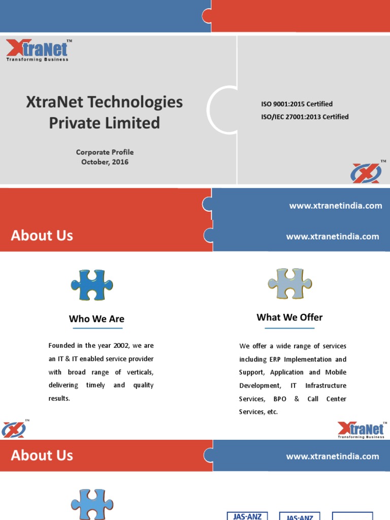 Xtranet Technologies Private Limited: Corporate Profile October, 2016 ...