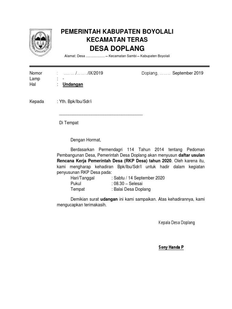 Undangan RKPDes | PDF