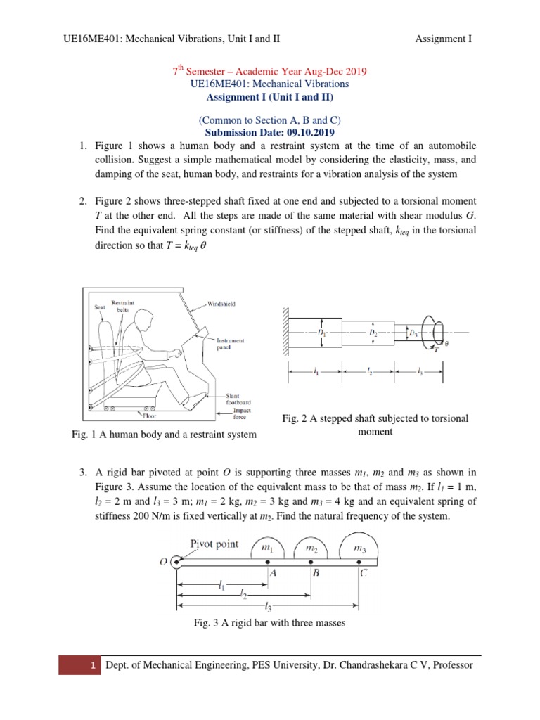 Assignment 1Aaug-Dec 2019 MV | PDF | Mechanical Engineering | Force