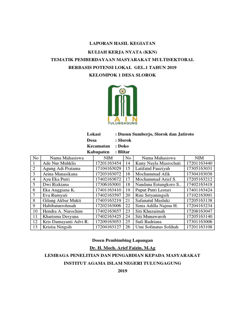 Contoh Laporan Kelompok KKN | PDF
