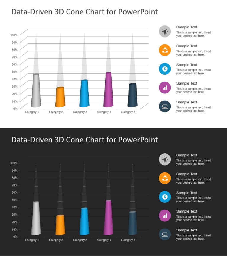 Data-Driven 3D Cone Chart For Powerpoint: Sample Text | PDF