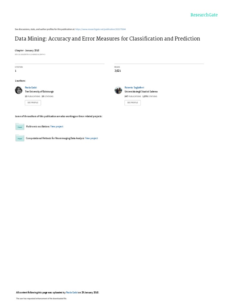 Data Mining: Accuracy and Error Measures For Classification and ...