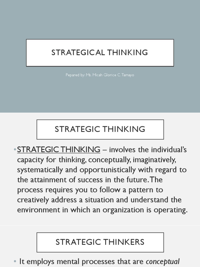 Strategical Thinking | PDF | Swot Analysis | Intuition