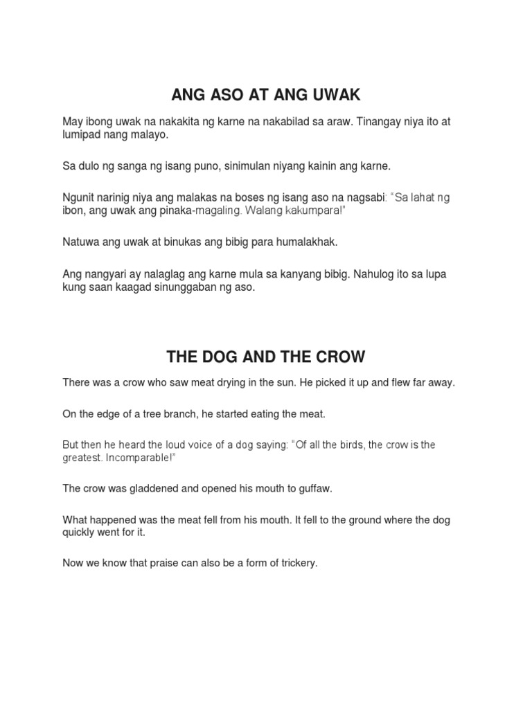 Ang Aso at Ang Uwak | PDF