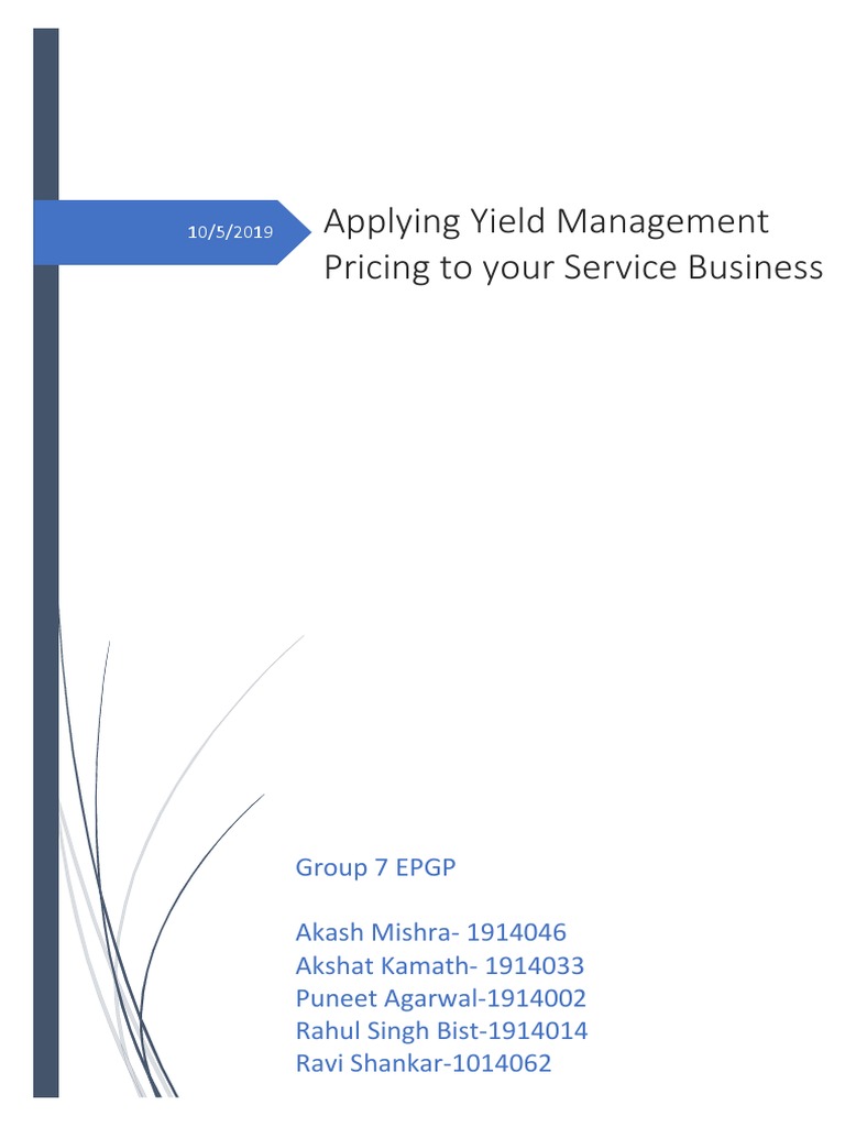 Yield Management Pricing - Group 7 Report | PDF | Pricing | Marketing