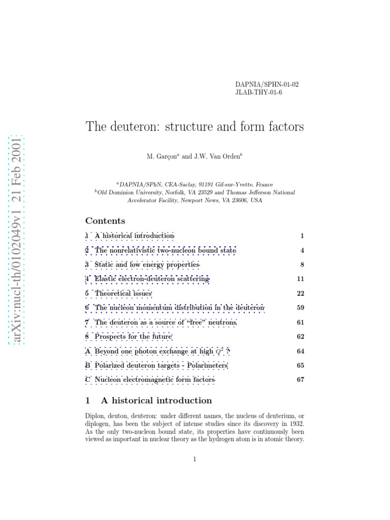 The Deuteron: Structure and Form Factors | PDF | Deuterium | Atomic Nucleus