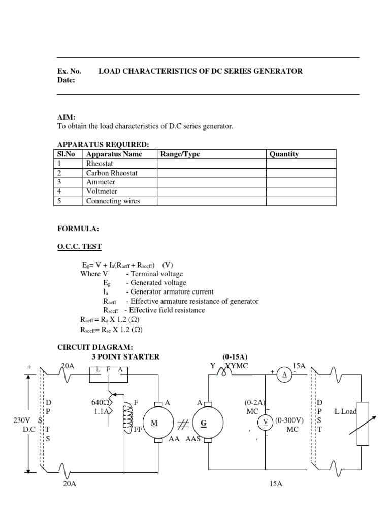 Load Characteristics of DC Series Generator | PDF | Voltage | Electric ...